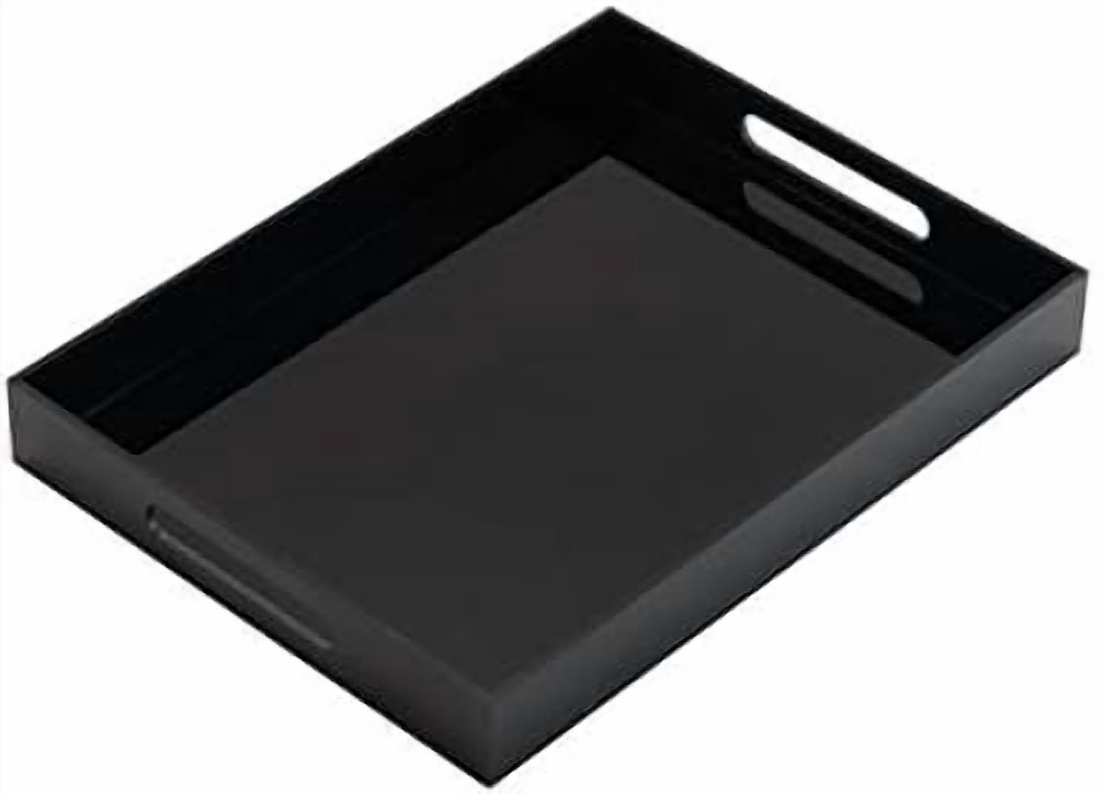 Glossy Black Sturdy Acrylic Serving Tray with Handles - 10x15 Inch ...
