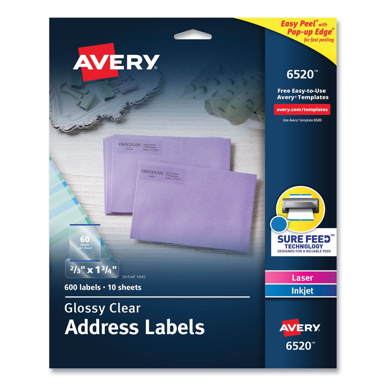 Glossy Clear Easy Peel Mailing Labels W/ Sure Feed Technology, Inkjet ...