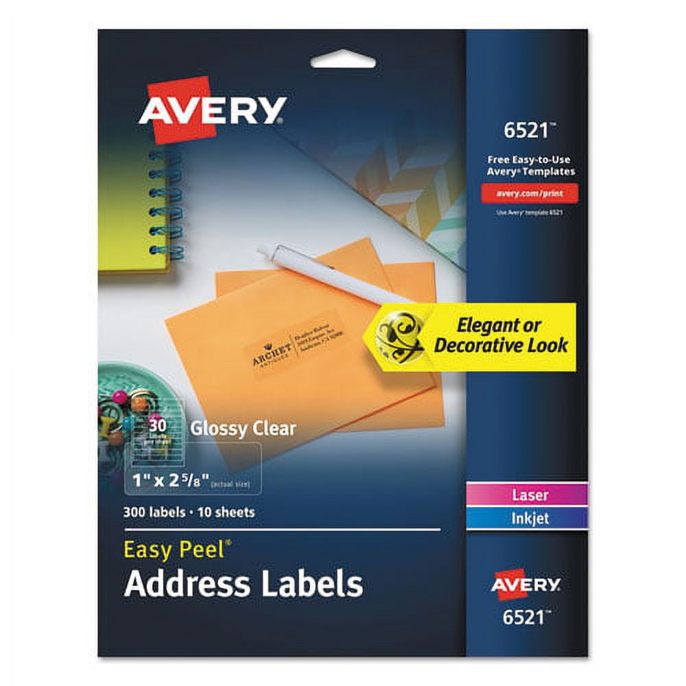 "Glossy Clear Easy Peel Mailing Labels W/ Sure Feed Technology, Inkjet ...