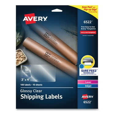 "Avery Matte Clear Address Labels for Laser Printer, Sure Feed, 1"" x 2 ...