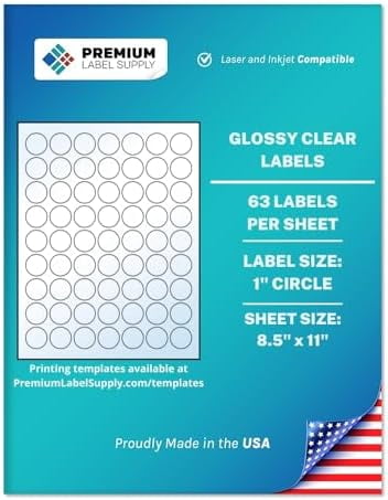 Glossy Clear Sticker Round Labels – 1" Circle – Laser/Inkjet Compatible ...