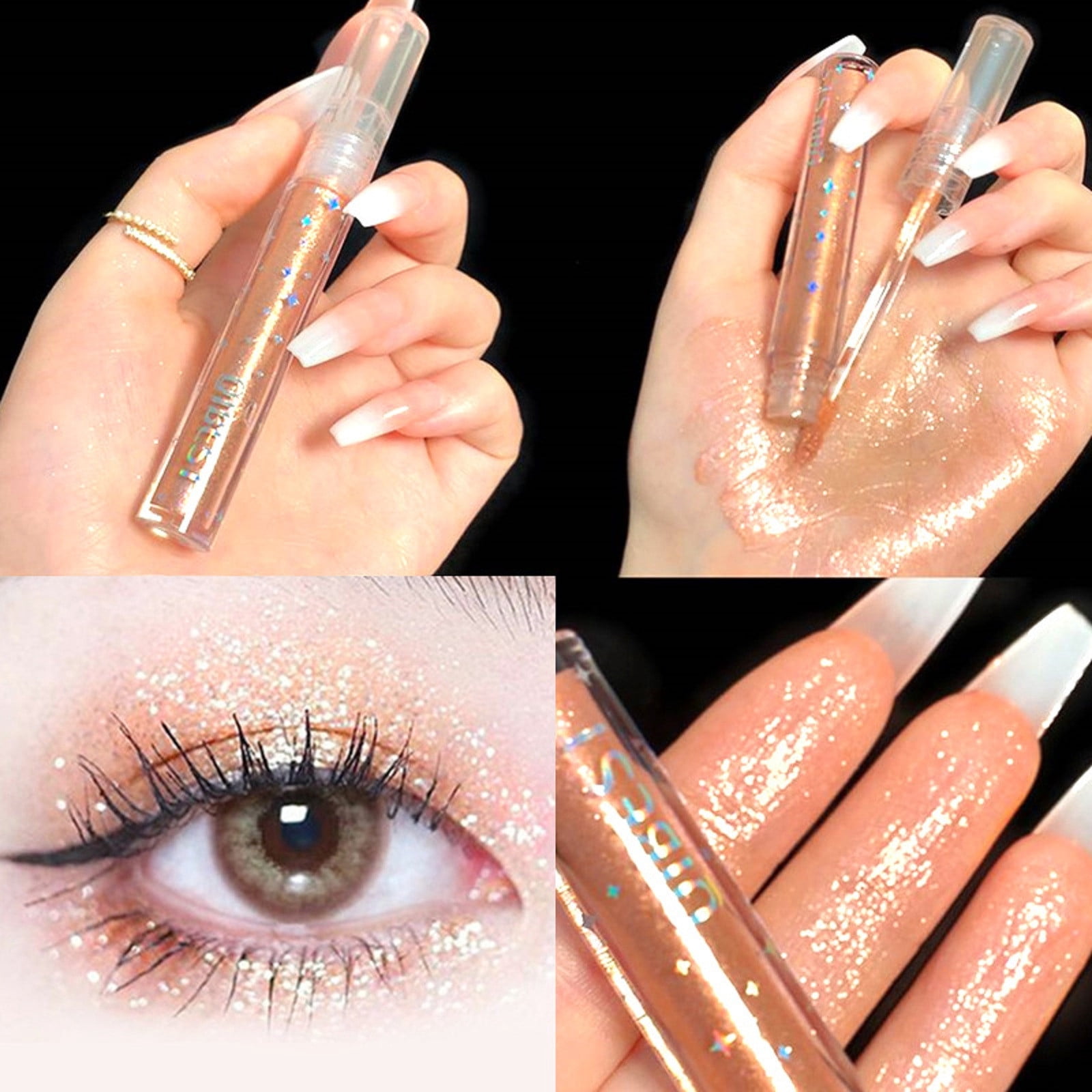 Glossy Diamond Pearl Eyeshadow, Multi-Color Thin Strips, High Shine ...