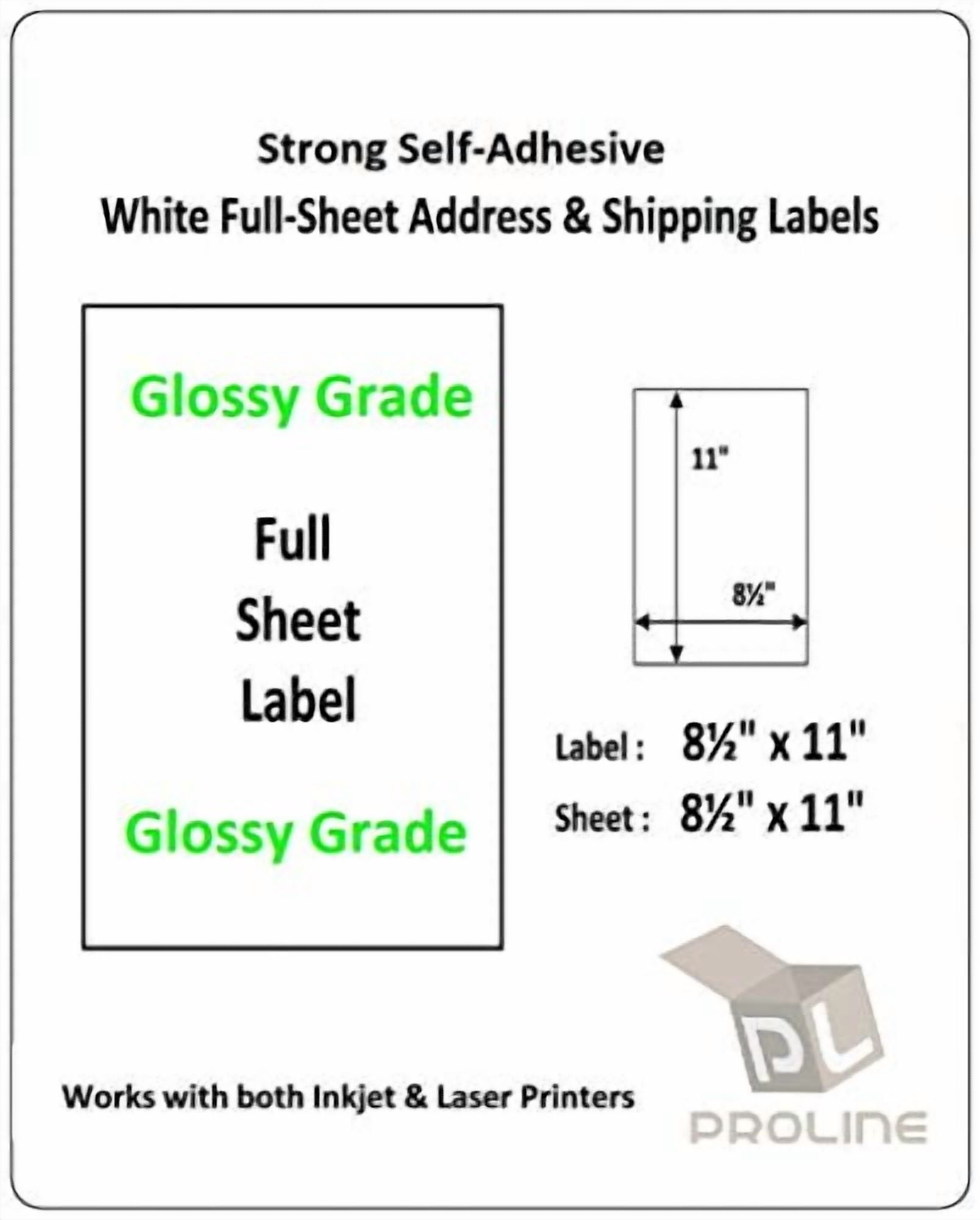 Glossy Grade Full-Sheet 1UP 8.5"x11" Self Adhesive Shipping Address ...