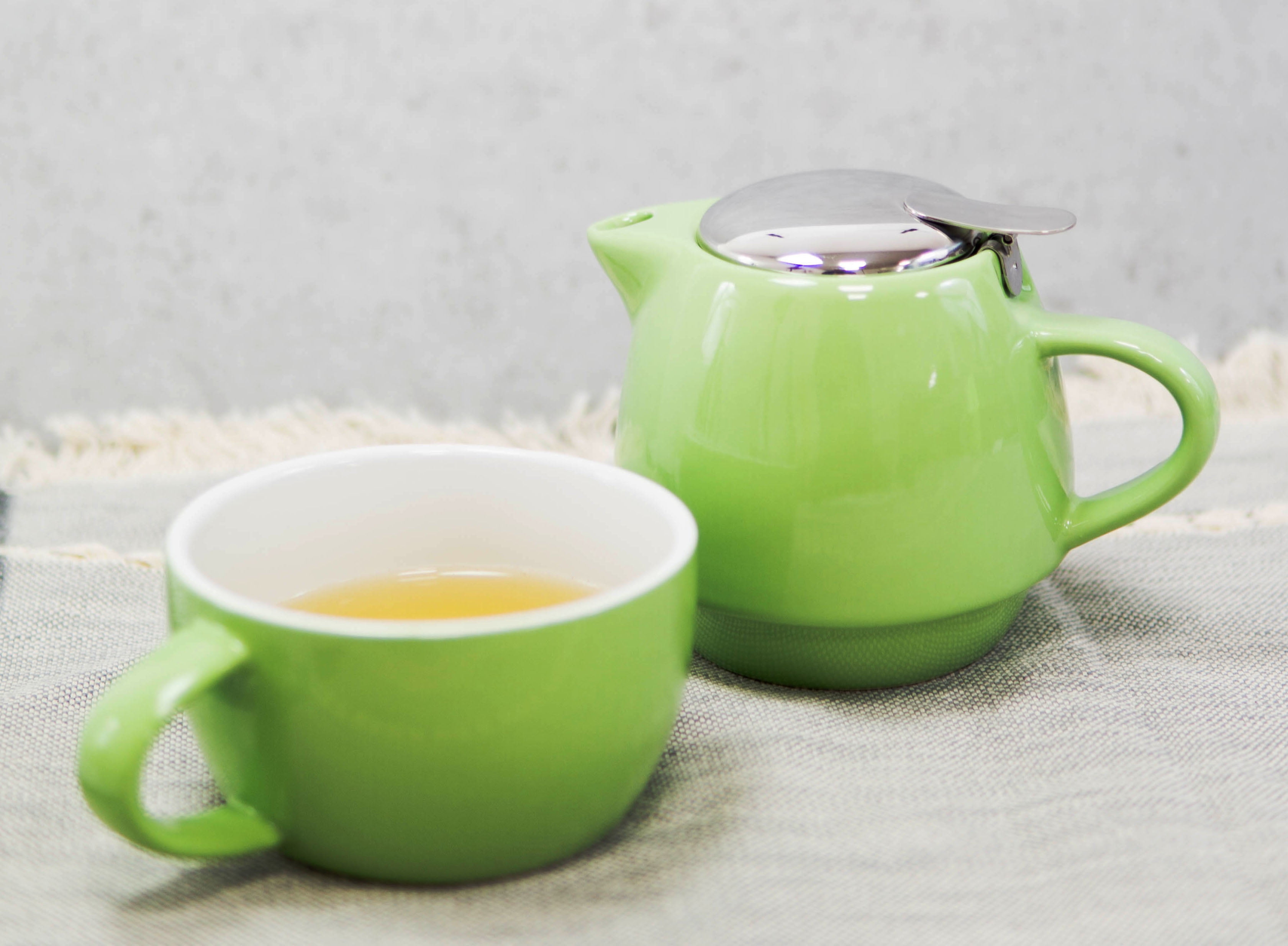 Glossy Green Contemporary Ceramic Stackable Teapot Set Single Tea Pot ...