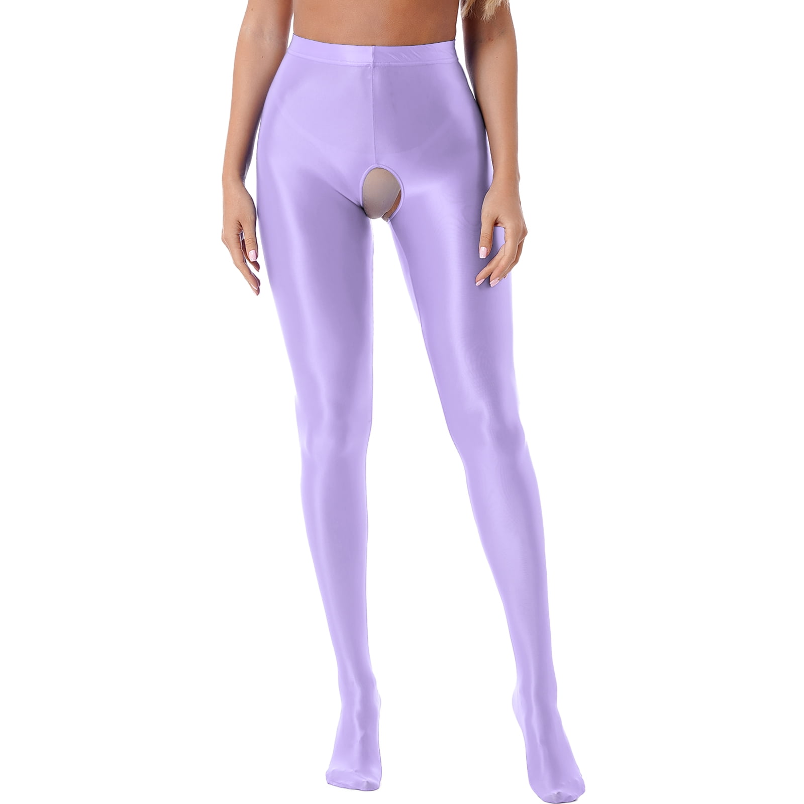 Glossy Japanese Sexy Open Crotch Pants Oil Shiny Opaque Crotchless Pantyhose Wet Look Tights ...