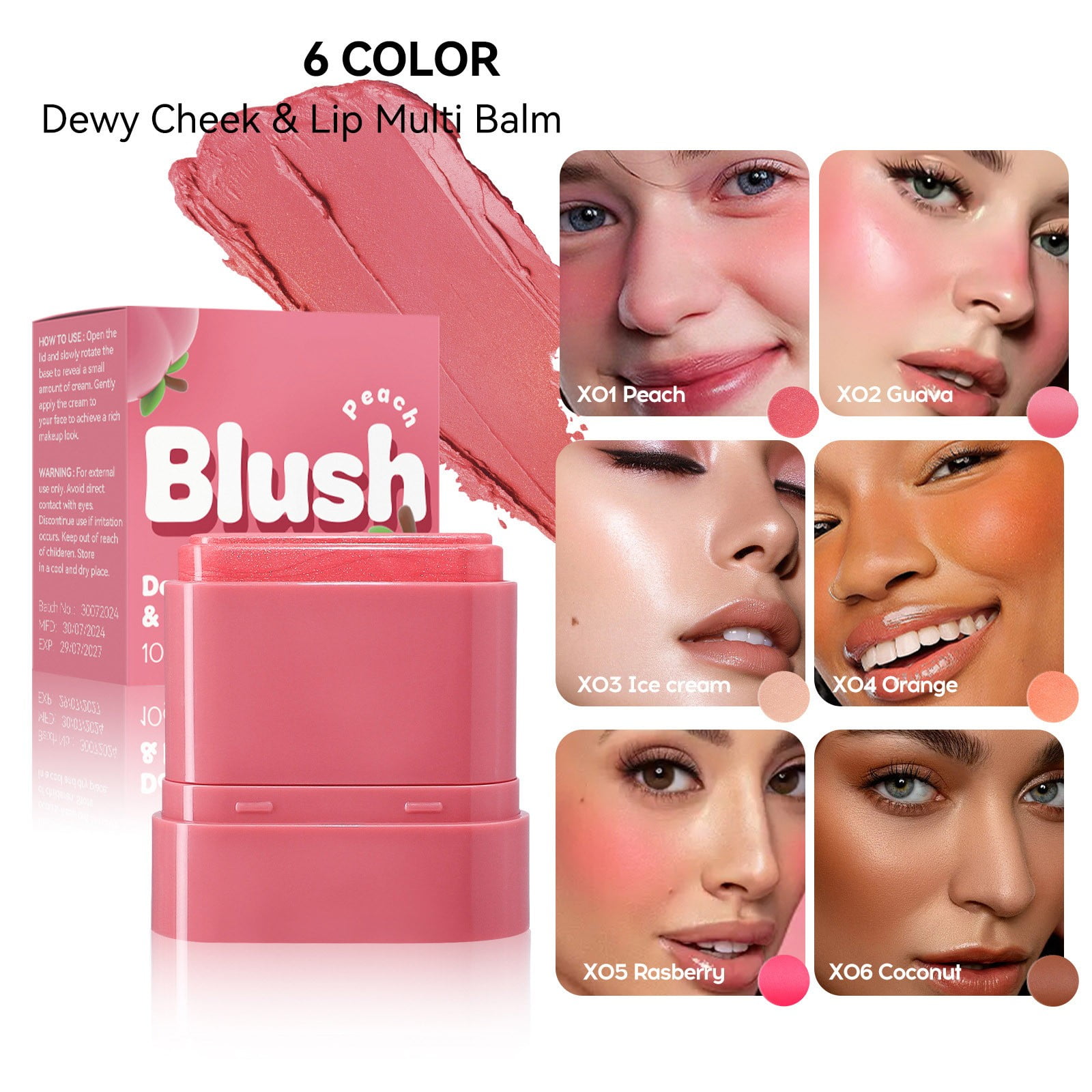 Glossy Lip Blush Stick, 2-in-1 Makeup, 10g Powder Blush, High Shine Lip ...