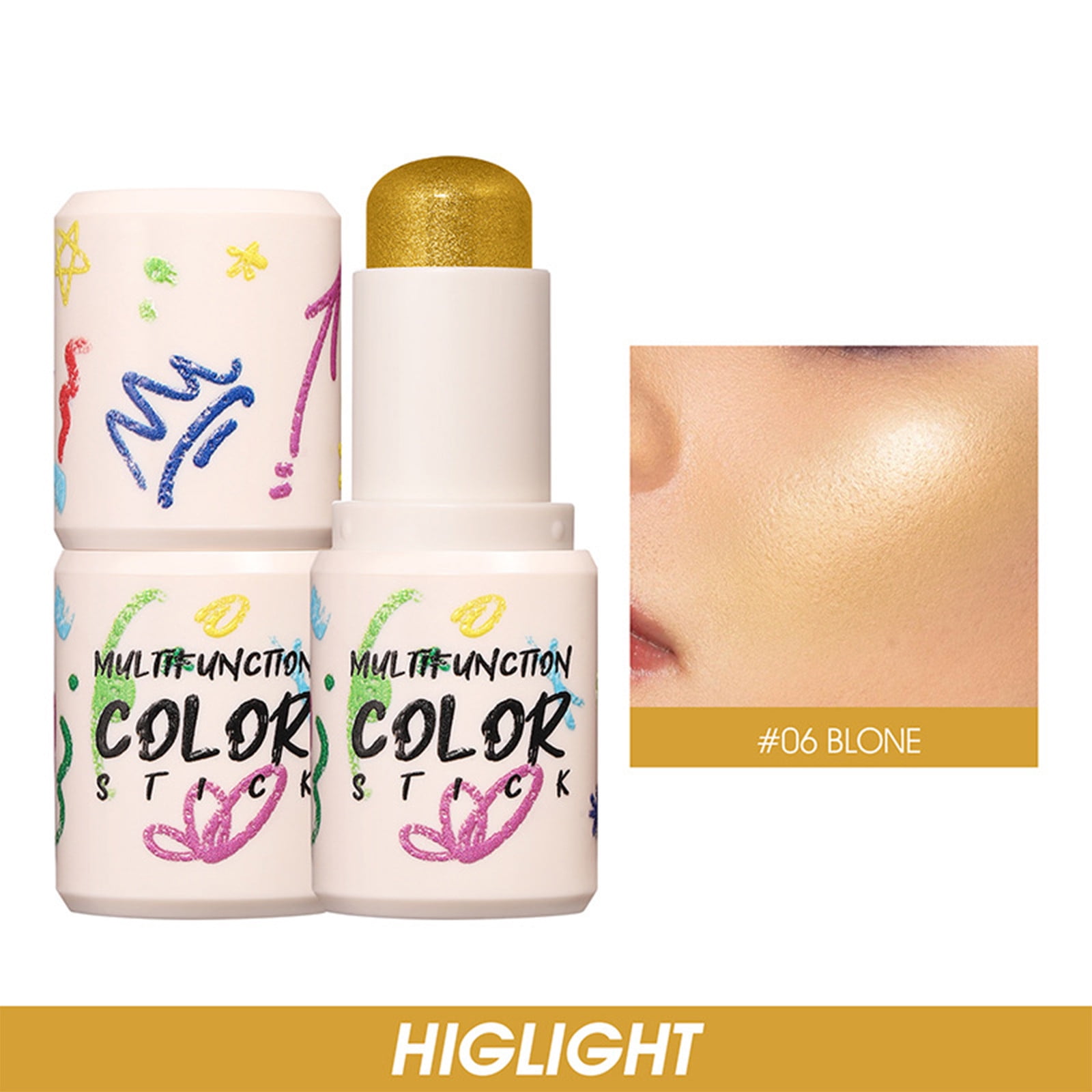 Glossy Makeup Stick, High Brightness Highlighter, Long-Lasting Formula ...