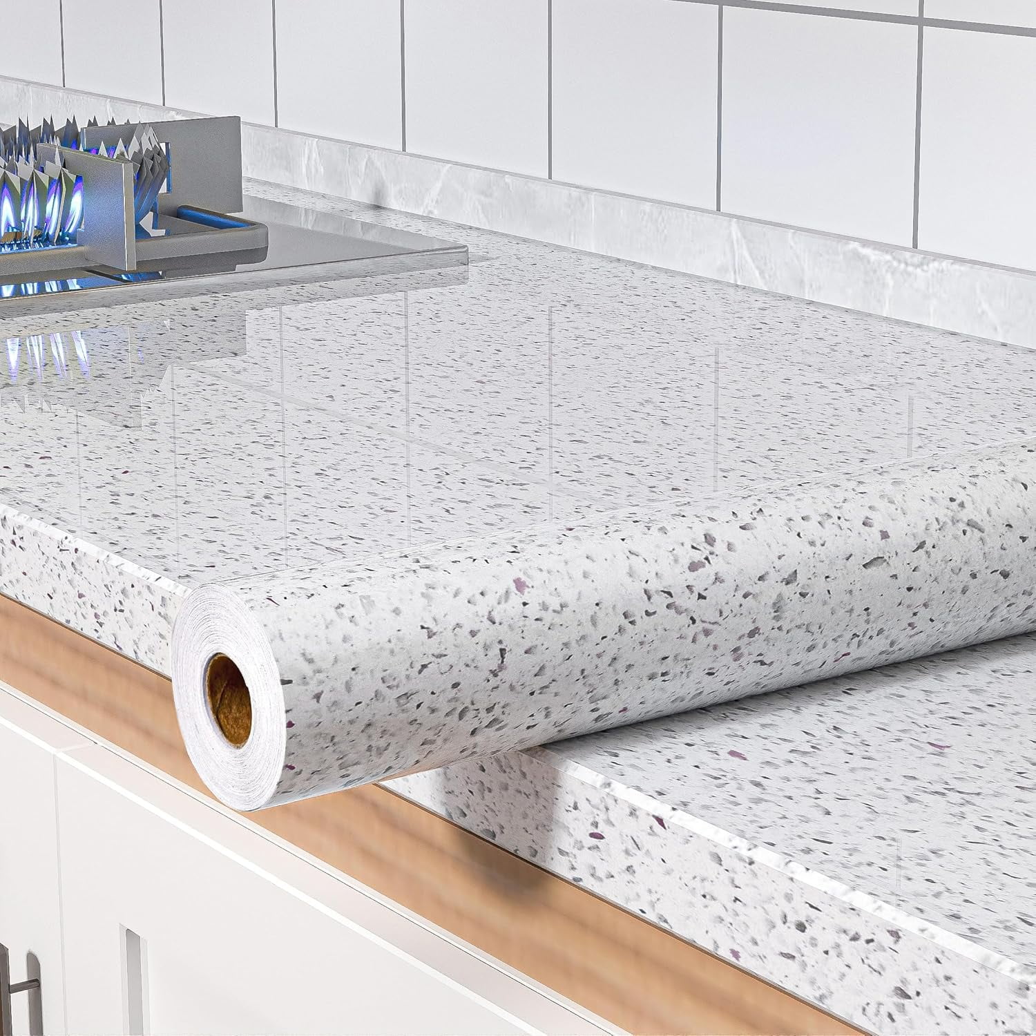 Glossy Marble Contact Paper for Countertops Peel and Stick Wallpaper ...