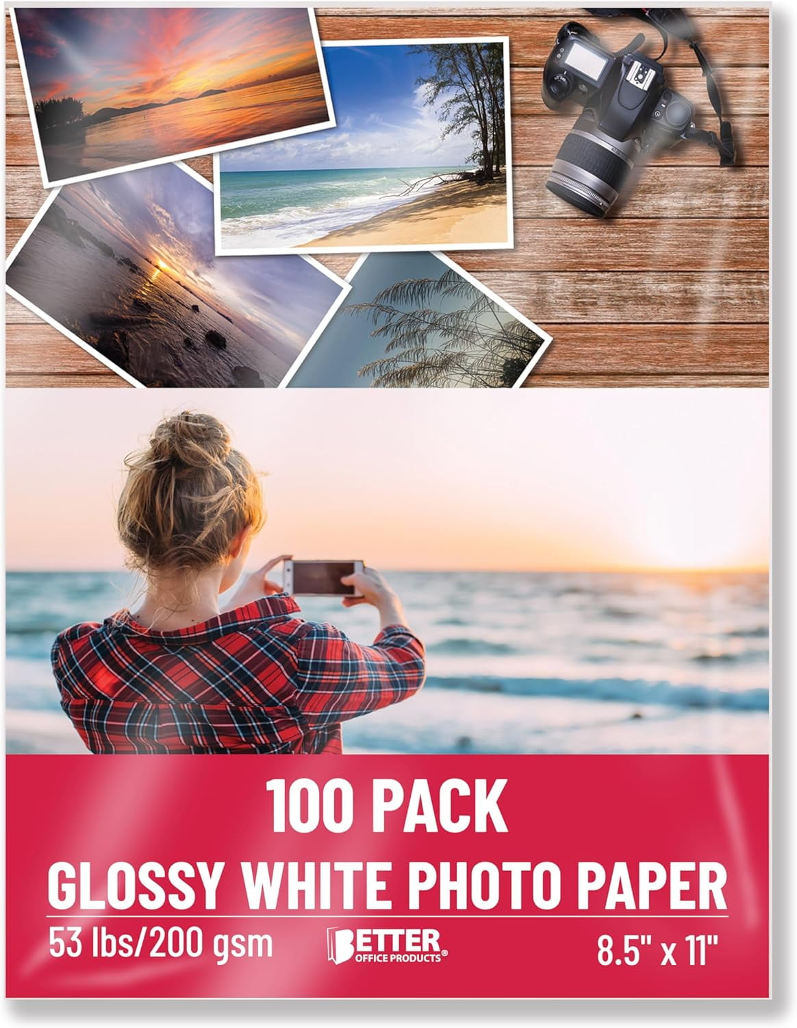 Glossy Photo Paper, 8.5 x 11 Inch, 100 Sheets, 200 gsm/53LBS, Letter ...