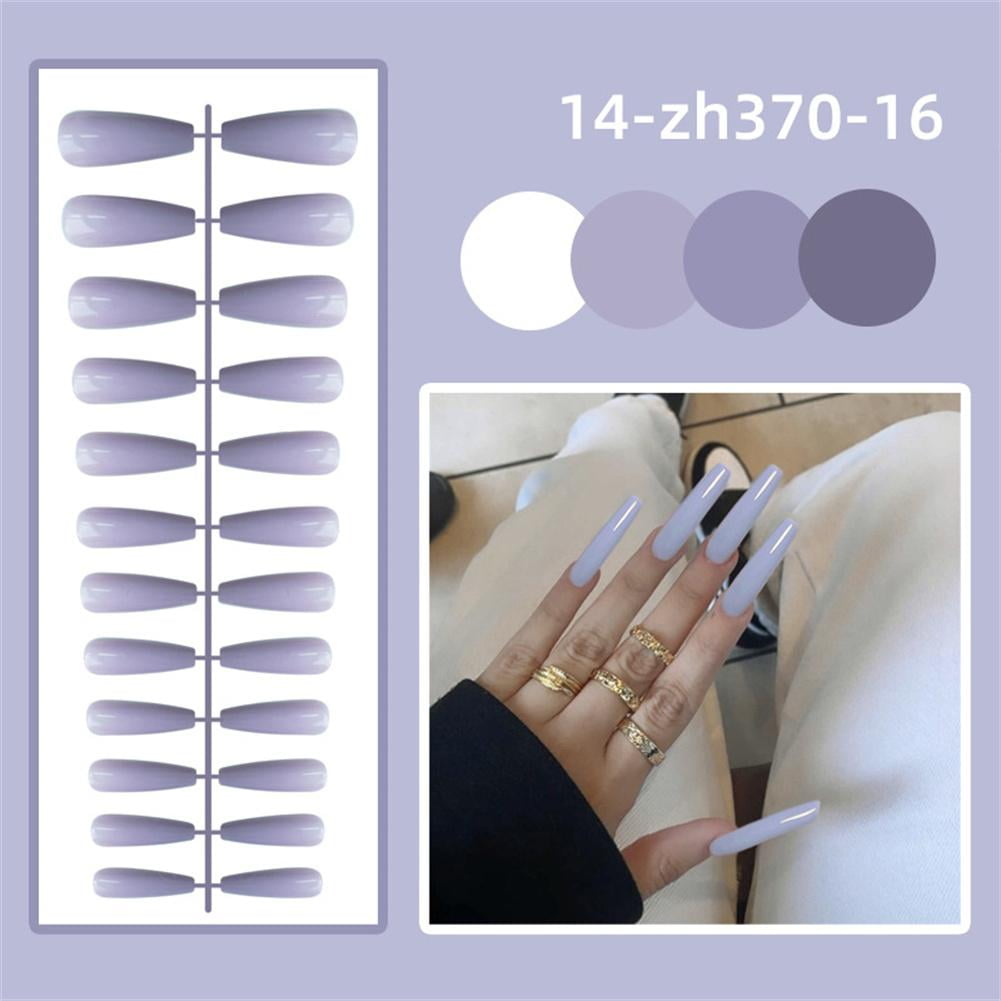 Glossy Press On Nails Long Square Fake Nails Elegant 24Pcs σ. !и ιβ ...