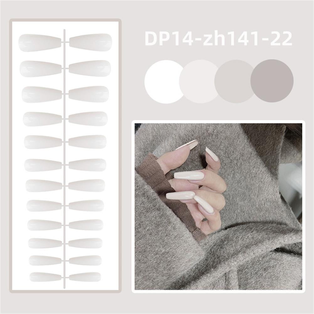 Glossy Press On Nails Long Square Fake Nails Elegant 24Pcs Lot V5 ...