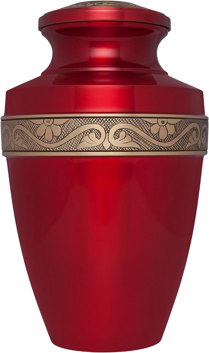 Glossy Red Funeral Cremation Urn Mimosa Model in Brass for Human Ashes ...