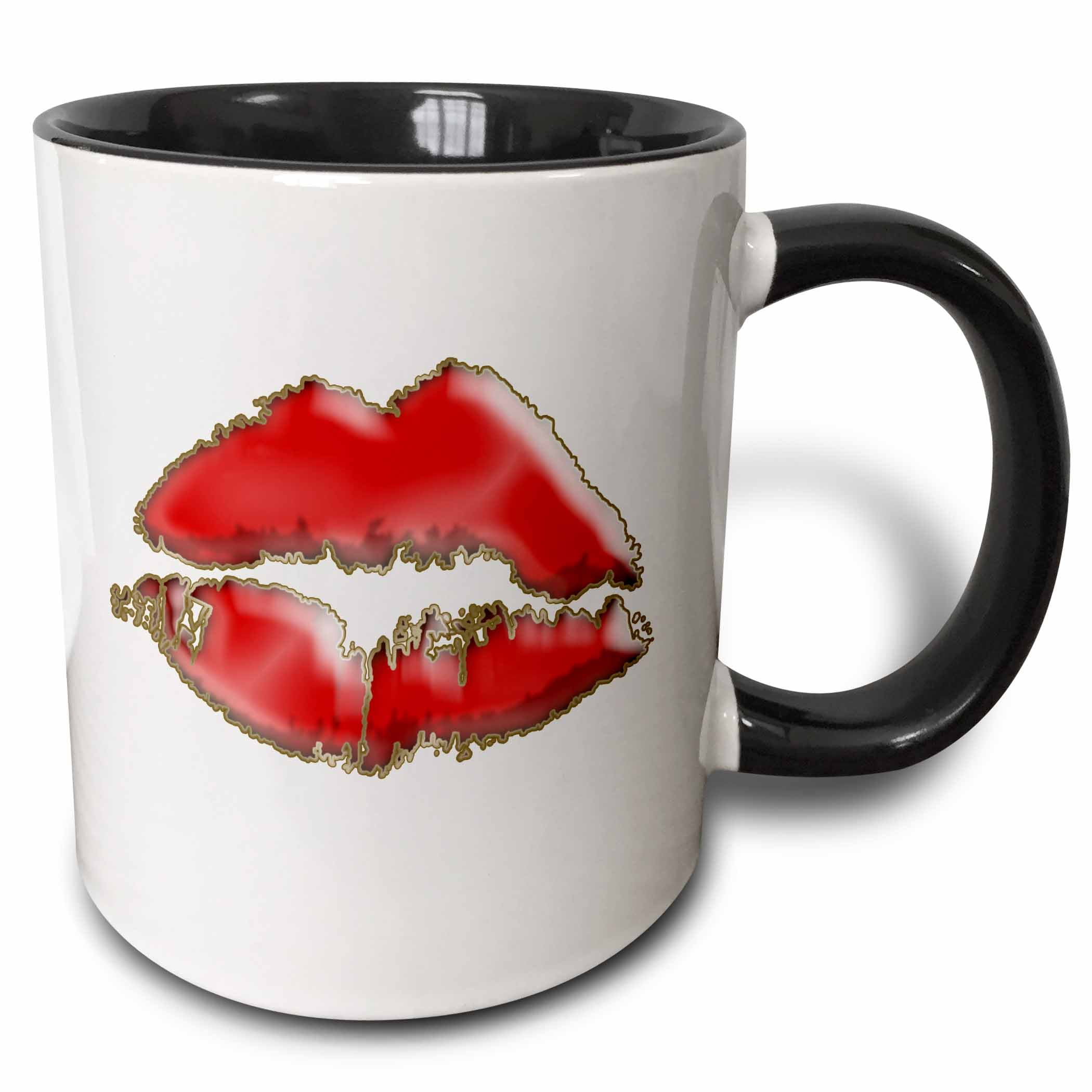 Glossy Red Gel Effect Lips With A Gold Effect Outline 15oz Two-Tone ...