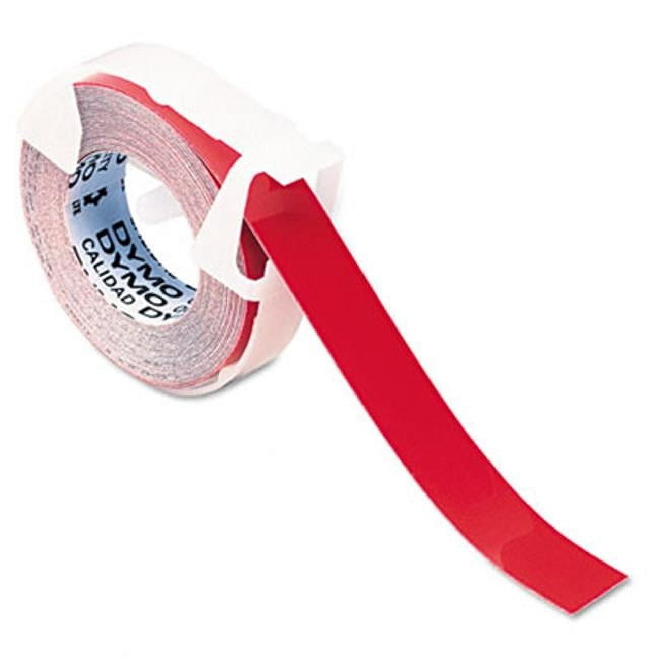 Glossy Self-Adhesive Labeling Tape for Embossers 3/8in x 144ft Roll Red ...