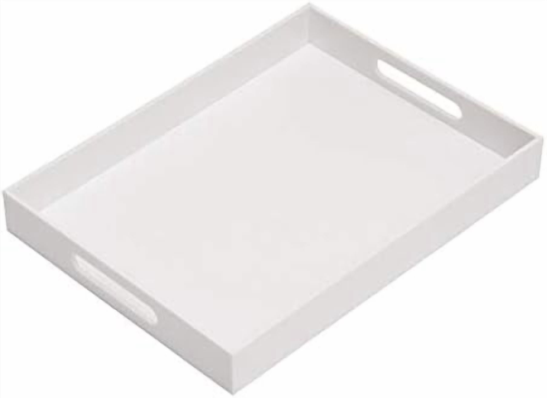 Glossy White Acrylic Serving Tray, 12x16Inch, Sturdy Kitchen Countertop ...