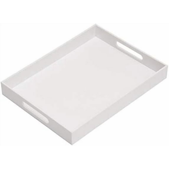 Glossy White Acrylic Serving Tray, 12x16Inch, Sturdy Kitchen Countertop ...