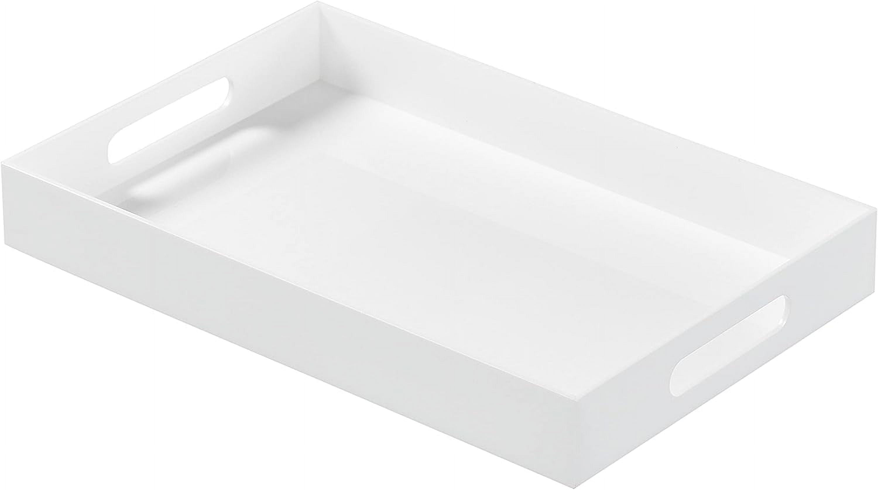 Glossy White Acrylic Serving Tray with Handles-Lucite Tray for Ottoman ...