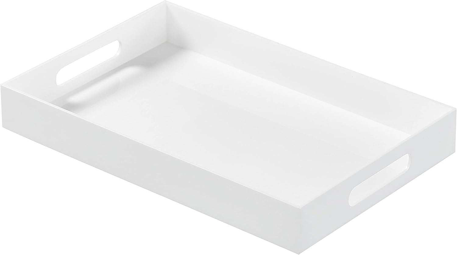 Glossy White Acrylic Serving Tray with Handles-Lucite Tray for Ottoman ...
