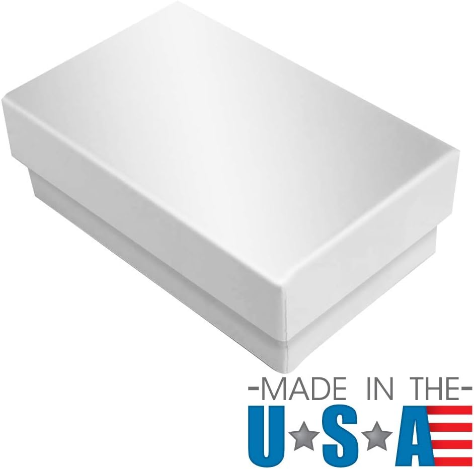 Glossy White Cotton Filled Gift Packaging Boxes (2-1/2" x 1-5/8" x 1"H ...