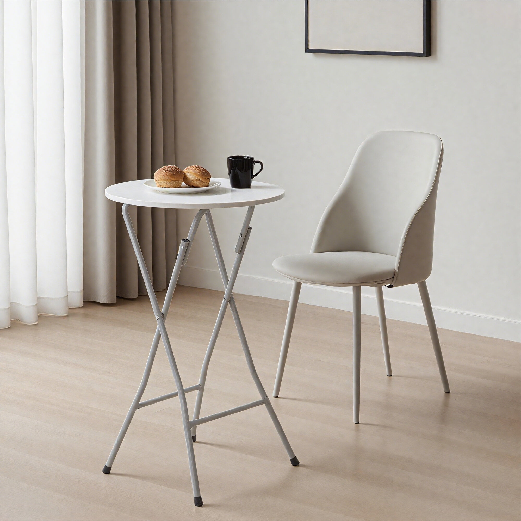 Glossy White Folding Bar Table - 23.6"X23.6" Compact Cocktail Table ...