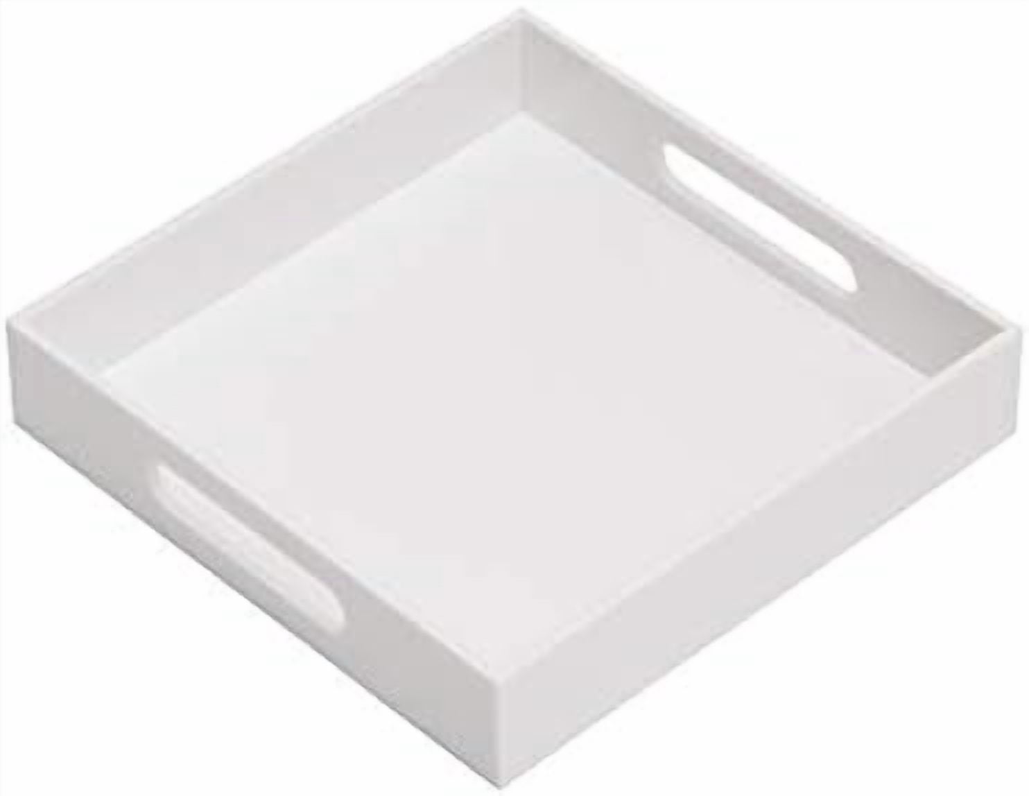 Glossy White Sturdy Acrylic Serving Tray with Handles-10x10Inch-Serving ...