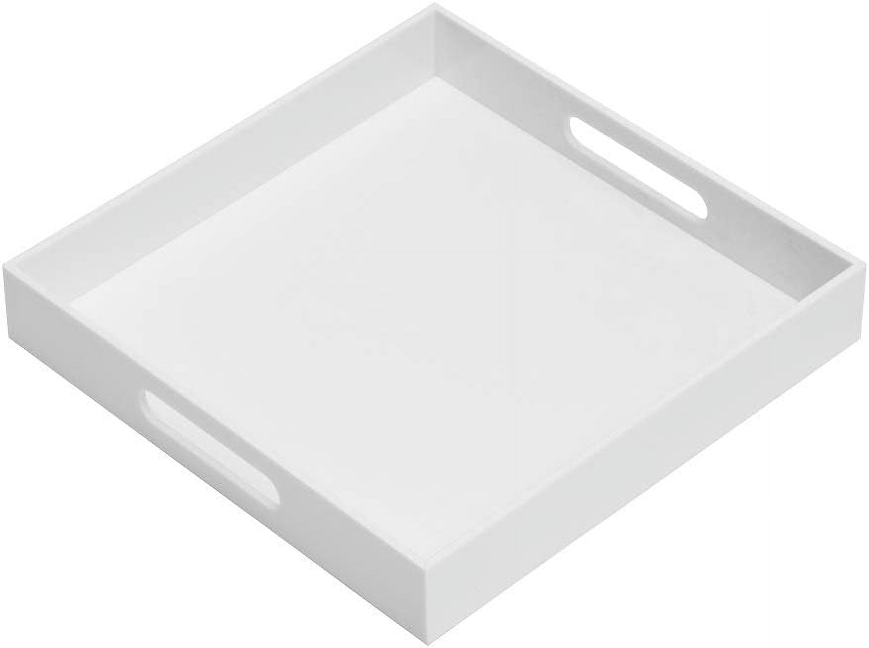Glossy White Sturdy Acrylic Serving Tray with Handles-12x20 Inch ...