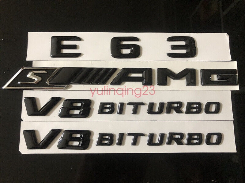 Glossy black E63+S AMG V8 BITURBO Trunk badge sticker suitable for ...