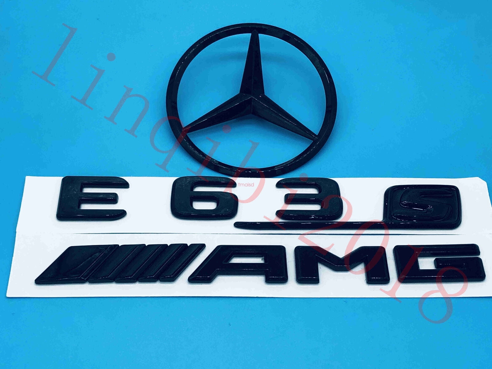 Glossy black E63S AMG Trunk logo sticker sticker badge set suitable for ...
