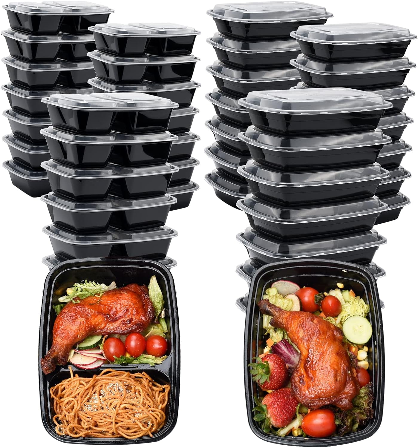 Glotoch Meal Prep Container,100Pack 1,2 Compartment Reusable Food ...