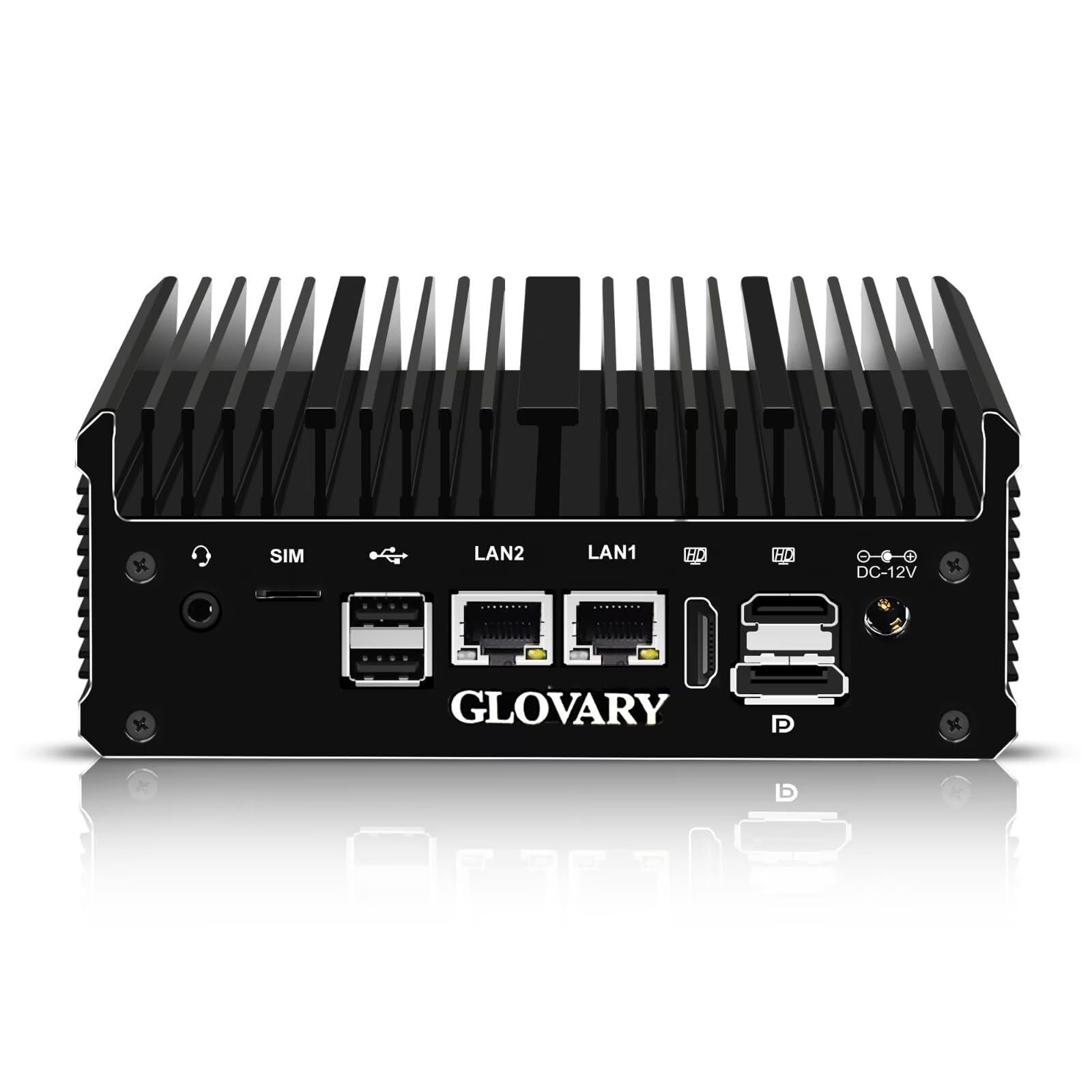 Glovary Fanless Mini PC J6412, 2 x 2.5GbE LAN Industrial PC Win11 Pro, 4K 2HD DP 3 Display Home ...