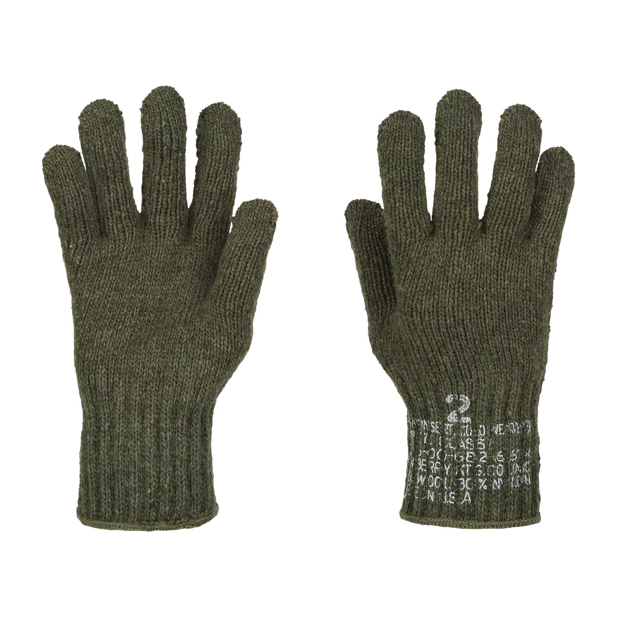 Glove Inserts, 100% Wool NB with Stamp, Genuine Issue, Olive Drab, Size ...
