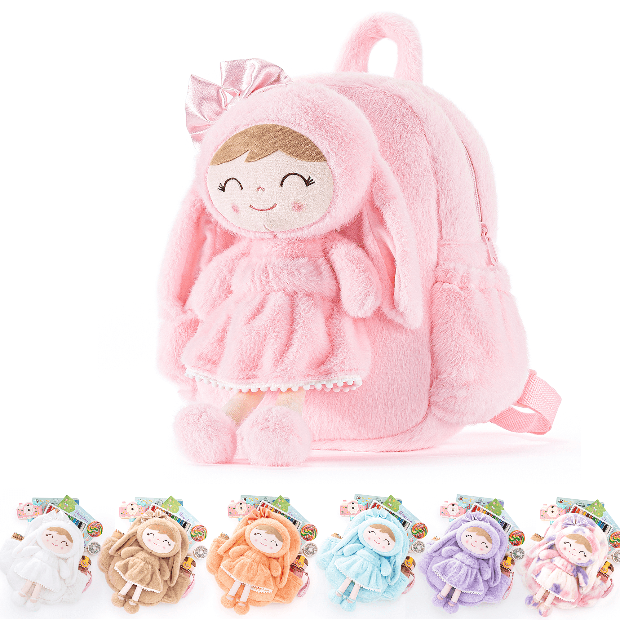 Gloveleya Toddler Doll Kids Doll Bunny Pocket Soft Snow Fluffy Pink ...