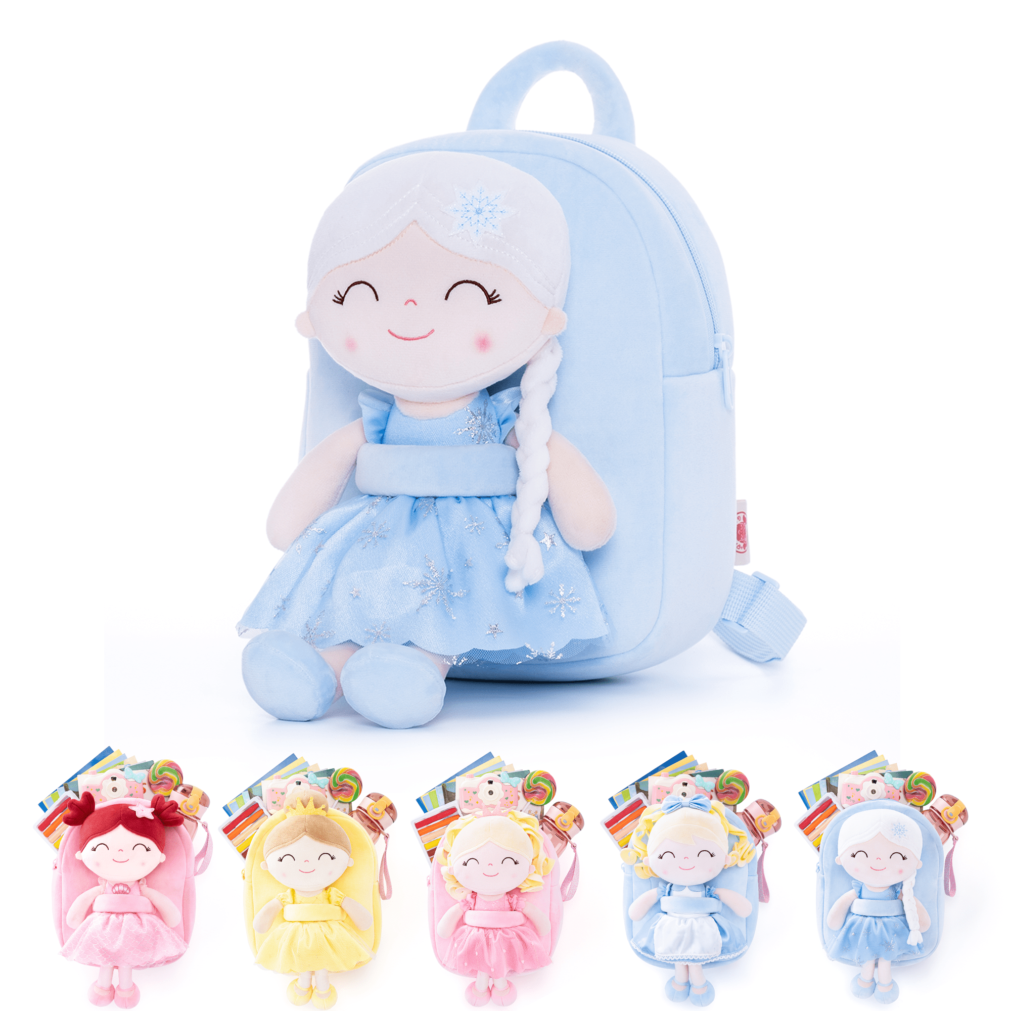 Gloveleya Toddler Backpack - Soft Plush Snow Princess Doll Bag, 9 ...