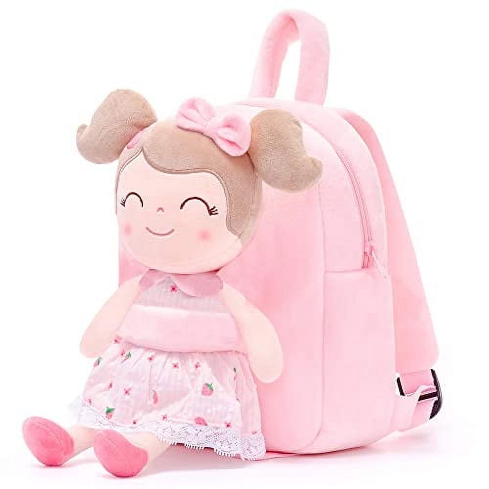 Gloveleya Toddler Girl's Soft Plush Strawberry Pink Backpack, 9 Inches ...