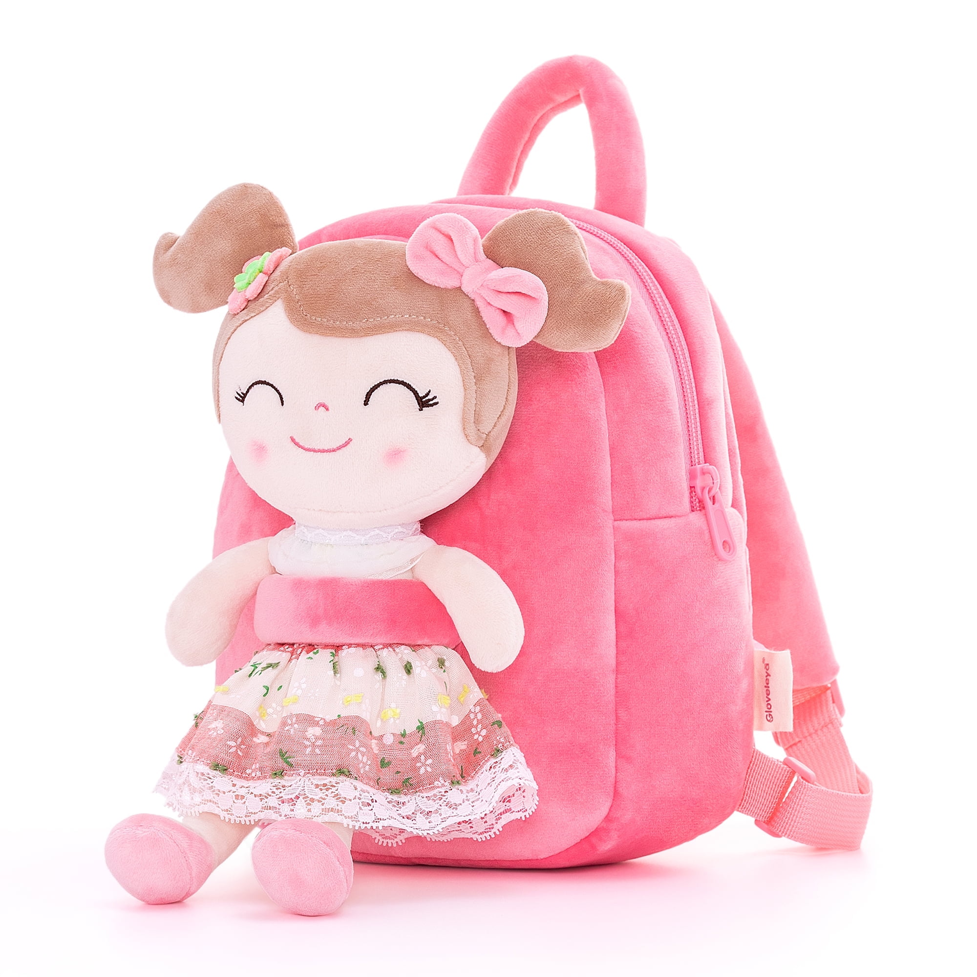 Gloveleya Toddler Girls Plush Doll PL PP Cotton Toddler Doll with Detachable Toy, Pink Pocket ...