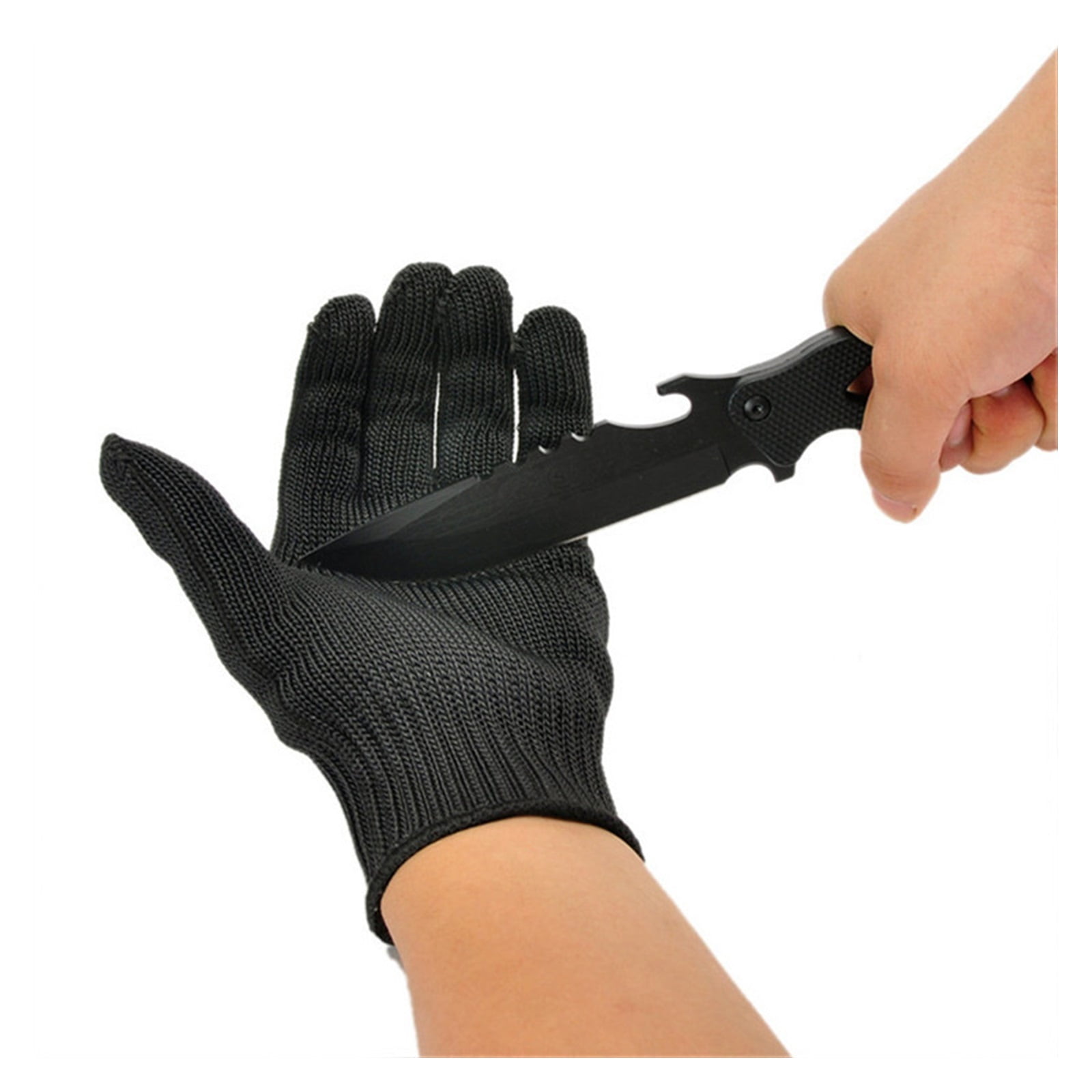 Gloves Black Steel Wire Metal Mesh Safety Anti Cut Resistant Gloves ...