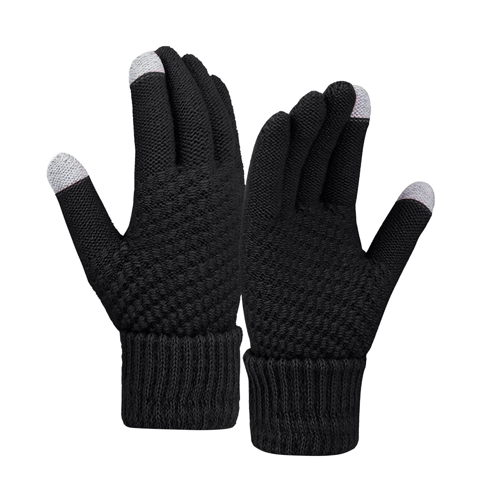 Gloves For Women Men Winter Wool Warm Gloves Solid Fleece Knitted Cold ...