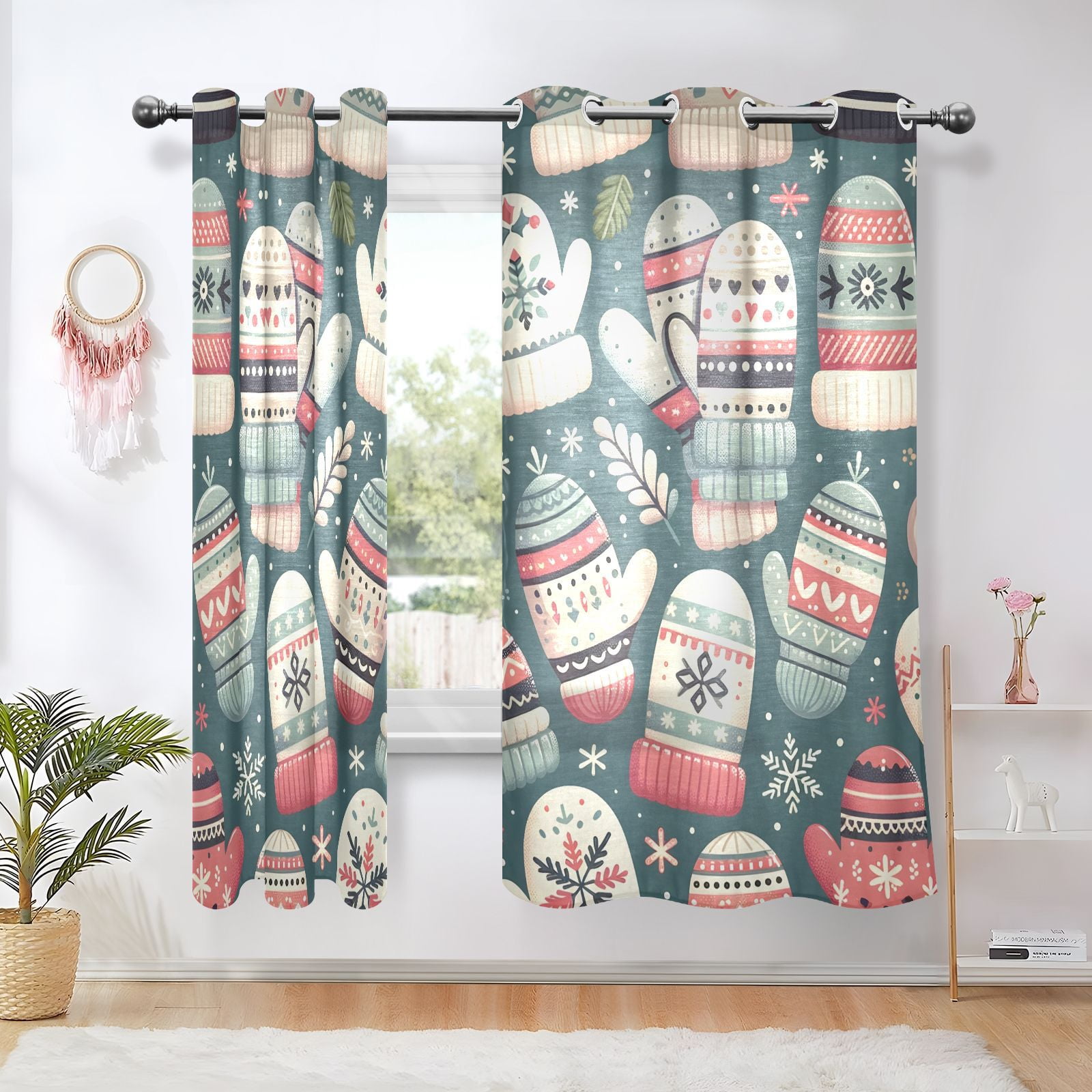 Gloves Leaves Blackout Curtains Thermal Insulation 63 inch Grommet for ...