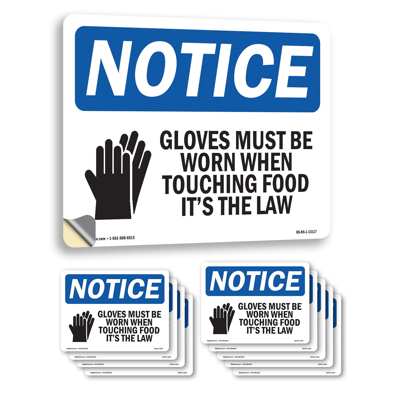 Gloves Must Be Worn When Touching With Symbol OSHA Notice Vinyl Decal ...