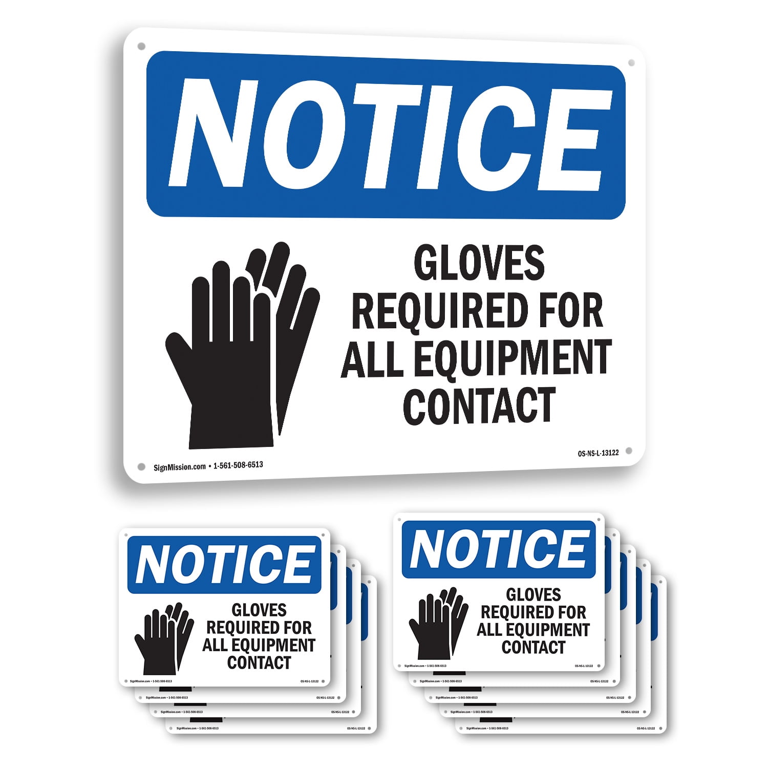 Gloves Required For All Equipment OSHA Notice Rigid Plastic Sign 10 ...