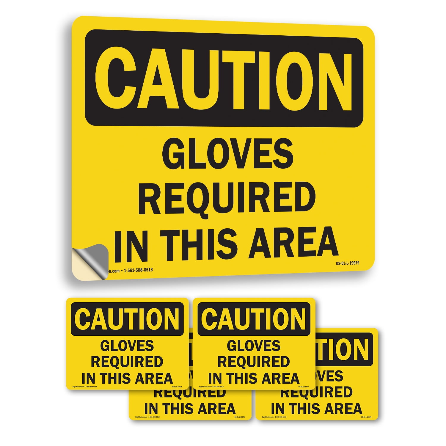 Gloves Required In This Area OSHA Caution Vinyl Decal Label 7 Inch x 5 ...