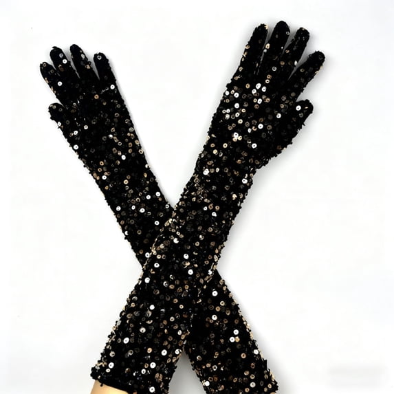 Gloves, Sparkly Sequin Long Gloves, Velvet Arm Sleeves Evening Gloves ...