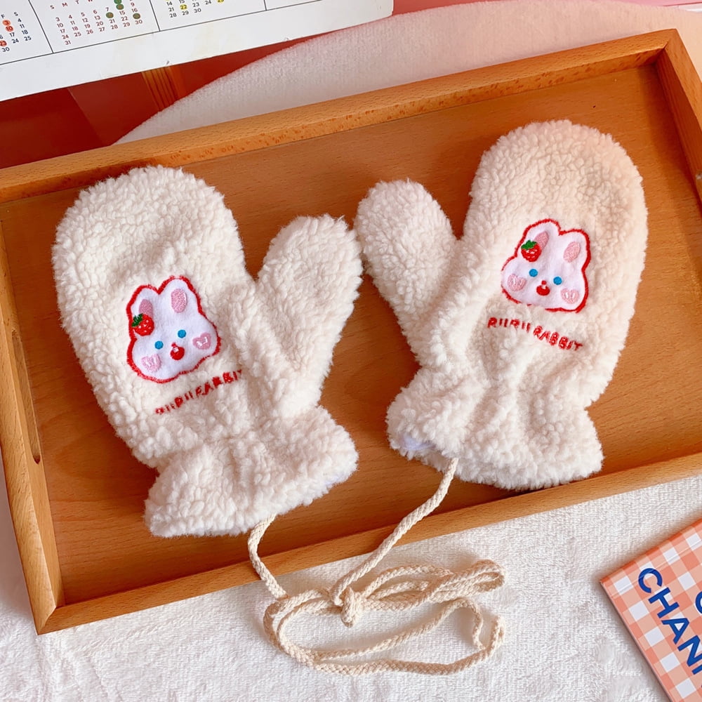 Gloves Winter Thicken Warm Plush Cute Tea Tea Bear Student Gloves with ...