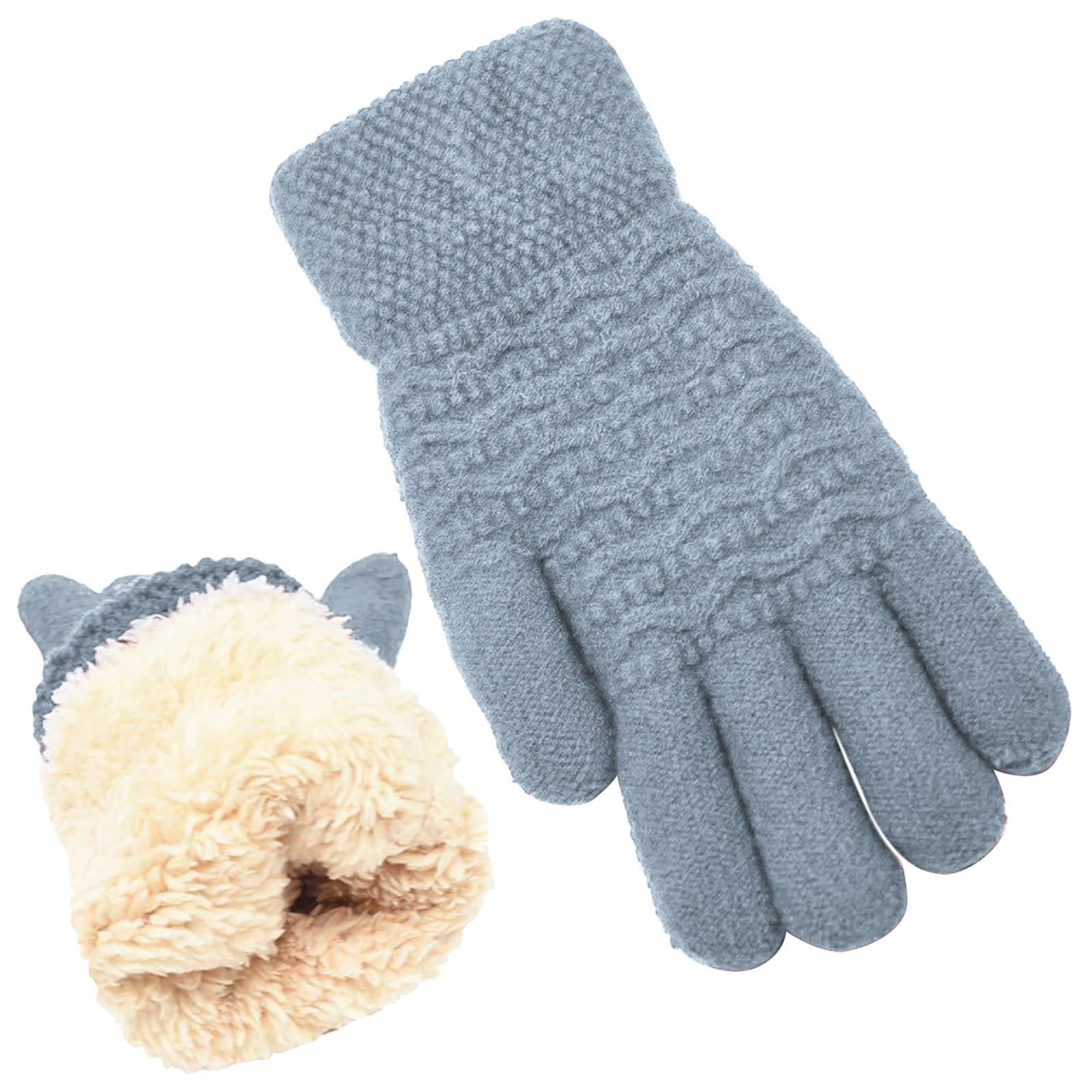 Women's Winter Warm Screen Gloves Womens Thermal Cable Knit Wool Lined ...