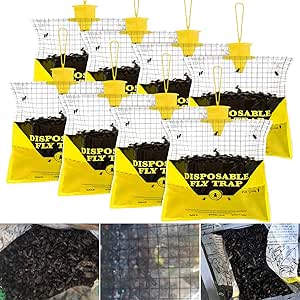 Glovv Fly Traps Outdoor Hanging with Fly Bait, 8 Pack Disposable Fly ...