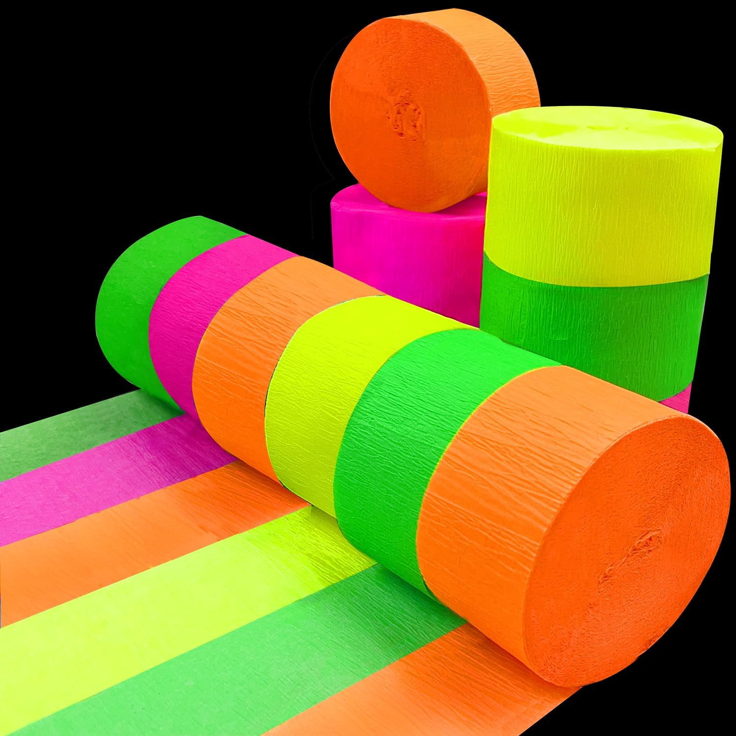 Glow Crepe Paper Streamers UV Glow Party Neon Streamer Decorations Glow ...