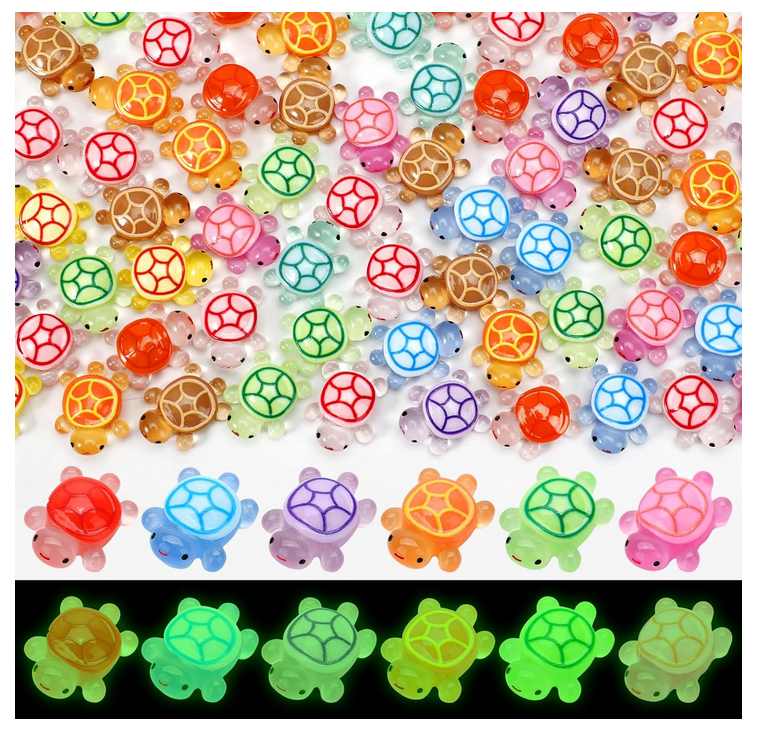 Glow in The Dark 3D Resin Turtles Miniature Garden Figurines ...