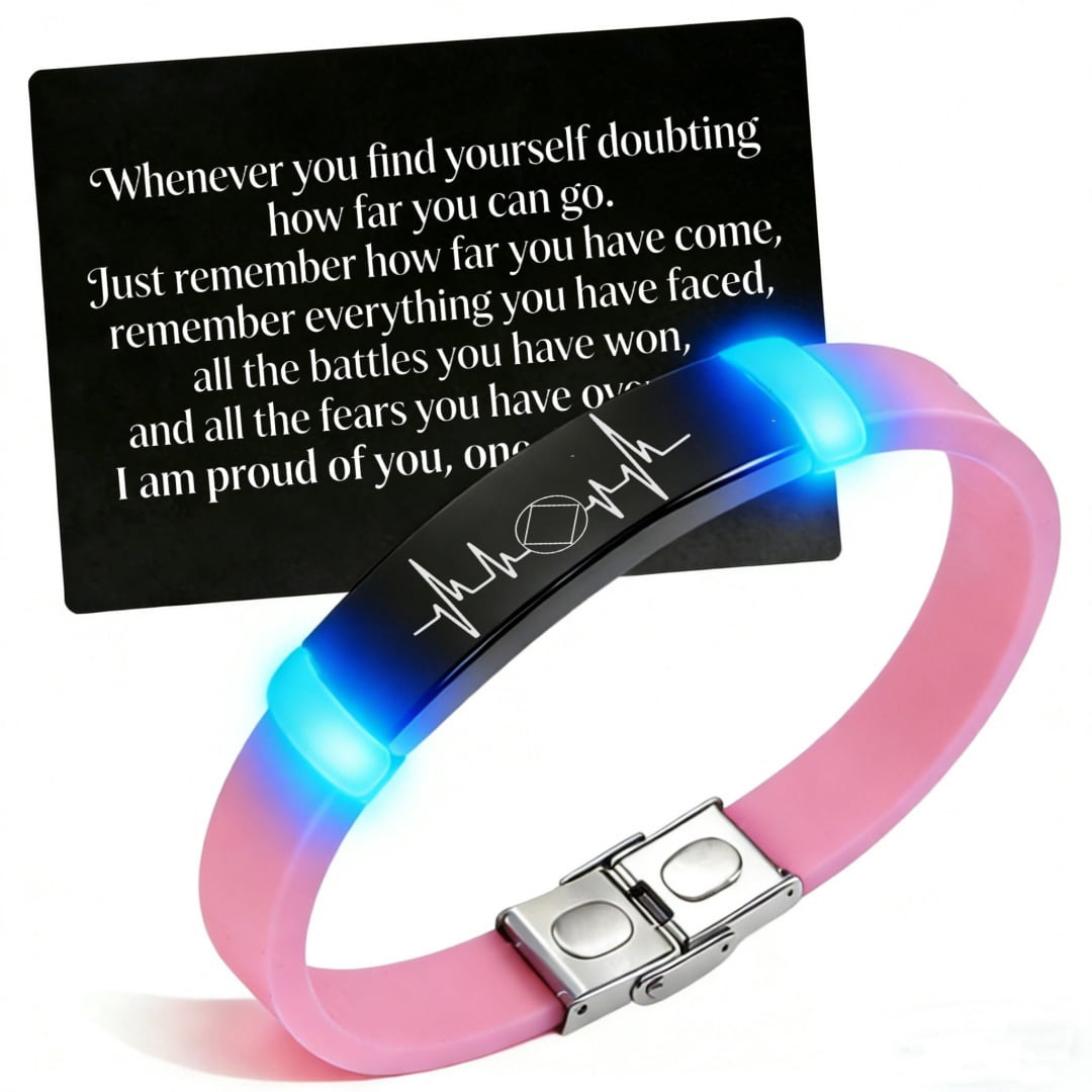 Glow in the Dark AA NA Heartbeat Sobriety Jewelry with Inspirational ...