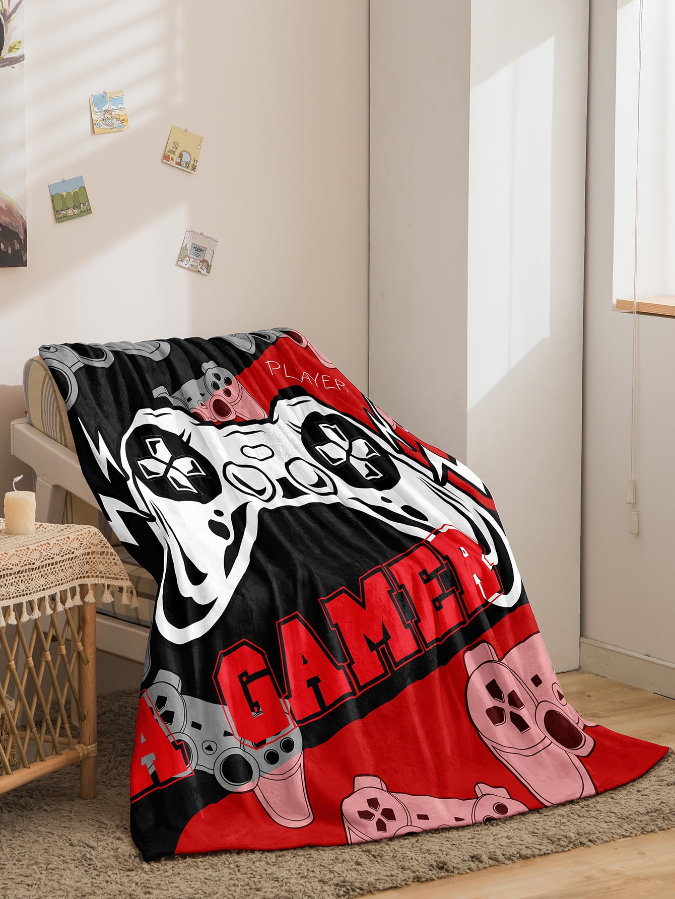 Glow in The Dark Blanket Game Controller Throw Gamer Gift Toys for Kids ...