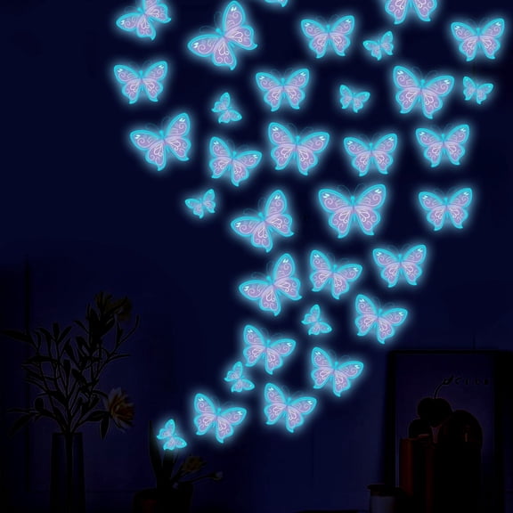 12-Pack Glow in The Dark Butterfly Wall Decals, Self-Adhesive Art ...
